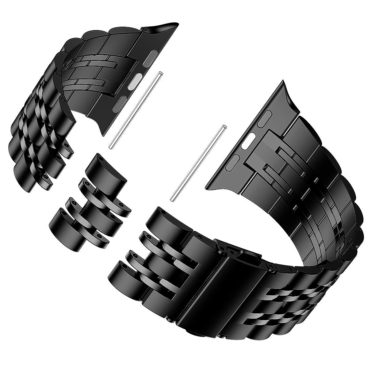 iiteeology Metal Band Compatible with Apple Watch Band 49mm 45mm 44mm 42mm, Upgraded Business Stainless Steel Link Band for Apple Watch Ultra 2/Series 9/Ultra/Series 8/7/6-7 Beads, Black