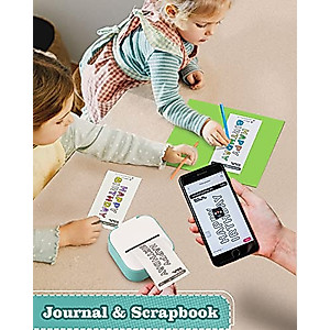 Memoking Label Makers - T02 Mini Portable Small Printer with 3 Rolls Paper, Sticker Printer Machine, Study Printer for Pictures, Photos, Journals, DIY, Compatible with Phone & Tablet, Green