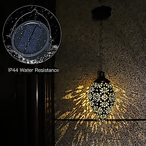 Tomshine Hanging Solar Lights Solar Lantern LED Garden Lights Metal Lamp Waterproof for Outdoor Hanging Decor (2 Pack)