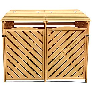 Hanover Outdoor 4.9 ft. x 4 ft. Wooden Trash Bin and Recyclables Storage Shed Natural