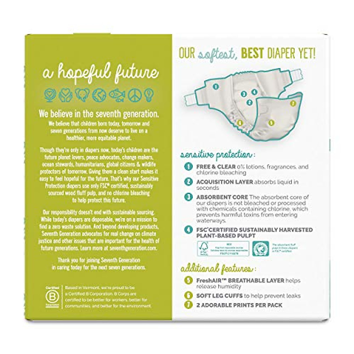 Seventh Generation Baby Diapers, Sensitive Protection, Size 5, 19 Count