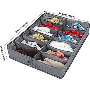 A set of 2, with lid, strong box strap/strong zipper and handle, bed bottom storage bag storage bag, transparent folding bed under shoe cabinet storage solution, a total of 24 pairs of shoes can be stored