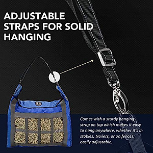 Harrison Howard Premium Durable Slow Feed Horse Hay Bags Oxford Cloth Heavy Duty Large Capacity Horse Feeding Bag-Champion Blue