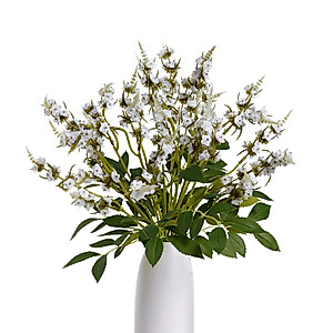 Houele - 6 Pcs Artificial White Flowers, Artificial Plants & Flowers, Long Stem Plastic Flowers for Home Hotel Office Wedding Party Garden Decor
