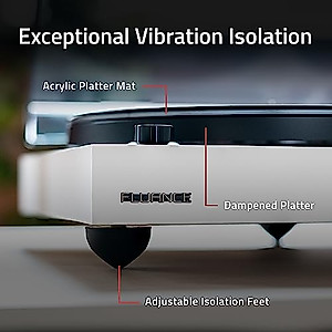 Fluance RT81+ Elite High Fidelity Vinyl Turntable Record Player, Audio Technica VM95E Cartridge, Anti-Resonant Platter, Acrylic Mat, Phono Preamp, Wood Plinth, Adjustable Isolation Feet - Matte White