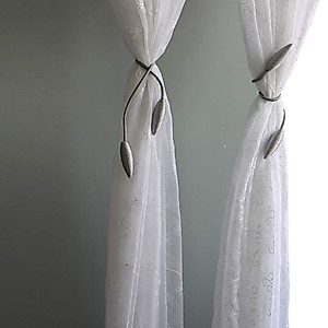 Valea Home 2 Pieces Curtain Tiebacks Clips Creative Window Drape Twist Tie Backs European Style Custom Made Curtain Holders Decorative Draperies Holdbacks, Silver Grey