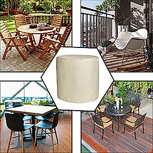 RURGLY 24x24 in Round Garden Patio Furniture Table Cover Waterproof, 420D Heavy Duty Fabric-Double, Breathable Outdoor Furniture Cover