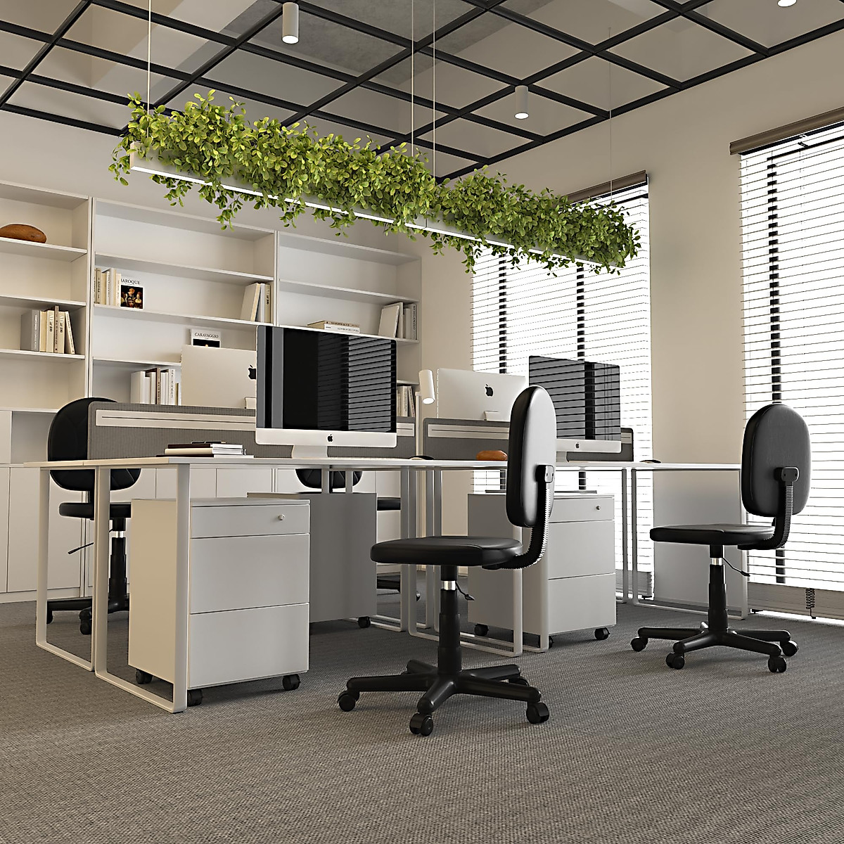 VECELO Small Desk Chair Set of 2, Home Office Chairs Low-Backrest Armless Cushion Seat PU Leather with Adjustable Height 360°Quiet Swivels for Home Office,Black