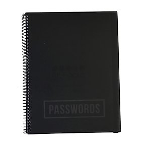 RE-FOCUS Password Book with Alphabetical Tabs 10"x7.5" Spiral Bound Credentials keeper Saves All Internet Login Details (Black)
