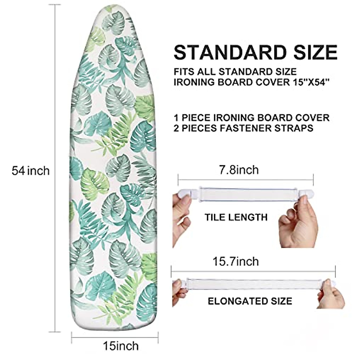 Ironing Board Cover and Pad 15x54 Inch, Iron Board Cover with Padding, Iron Board Cover Large Fits All Standard Sizes, Silicone Coating, Scorch Resistant, Extra Thick Covers with Elastic Edge
