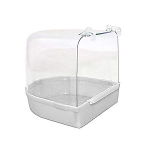 MNTT Hanging Bird Bath Cage,Pet Cleaning Cage Accessories Plastic Box Parrot Bathing for Pet Shower Bird Bathtub Birdbath(White)