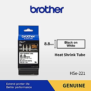 Brother HSe-221 8.8mm Heat Shrink Tube Tape Cassette - Black on White