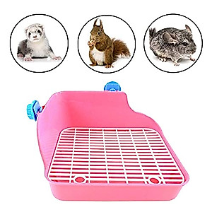 MagiDeal Rabbit Litter Box Toilet for Small Animal Bunny Rabbits Guinea Pig Galesaur Ferrets Corner Litter Pan Potty Trainer Small Pets Cage Toilet Bedding Box, Pink