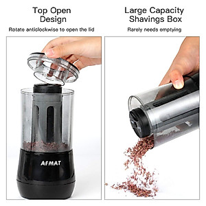 AFMAT Rechargeable Long Point Pencil Sharpener for Artist, 3 Point Options, Auto Stop, 8-25mm Super Long Tip, Electric Artist Pencil Sharpener for φ6-8.5mm Charcoal/Drawing/Sketching/Colored Pencils