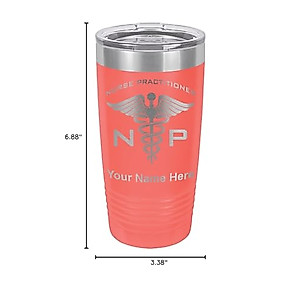 LaserGram 20oz Vacuum Insulated Tumbler Mug, NP Nurse Practitioner, Personalized Engraving Included (Coral)