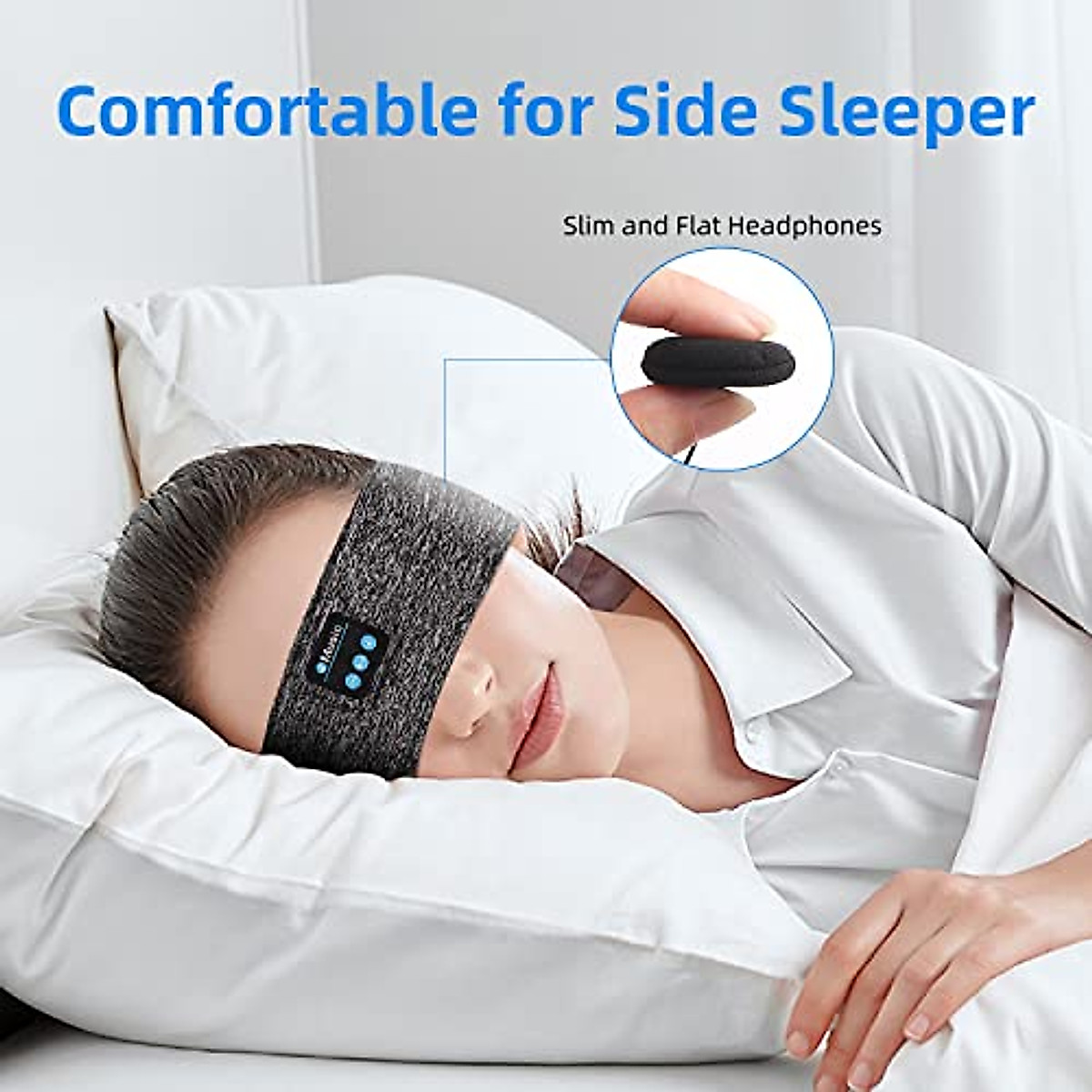 Hoseili 2022 New Sleep Headset Bluetooth Headset,with Ultra-Thin high-Definition Stereo Speakers, Suitable for Sleep, Sports, Jogging, Yoga, Insomnia, air Travel, etc（Light Grey）