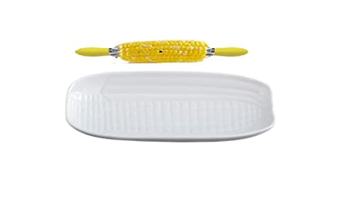 Friwer 9 Inch Corn Cob Tray Set with Stainless Steel Picks