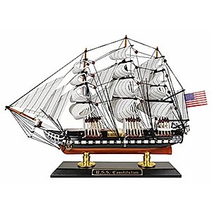 SAILINGSTORY Wooden Model Ship USS Constitution 1/225 Scale Replica Ship Model Sailboat Decor Smalll