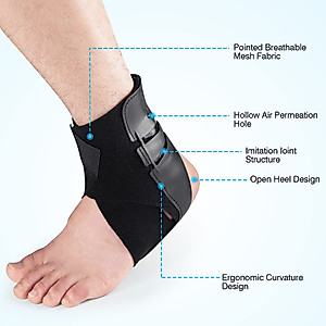 Sprained Ankle Support, Ankle Support Brace for Men Women, Sprains Ankle Boot Stabilizer, Injury Prevention/Recovery Ankle Sprain Brace Basketball Volleybal Sports Soccer(M-Right)