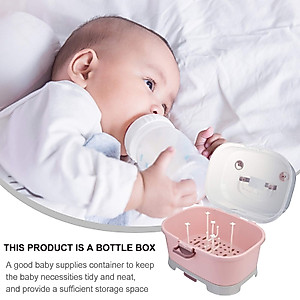 Baby Bottle Drying Rack Bottle Storage Box Portable Baby Bottle Storage Organizer with Lid for Kitchen Cabinet