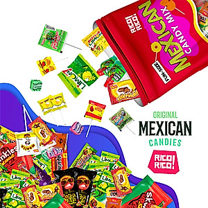 RICO RICO Mexican Candy 50 pcs - Dulces Mexicanos Surtidos, Mexican Snacks, Mexican Candies, Sweet and Spicy Candy Assortment Mix by RICO RICO