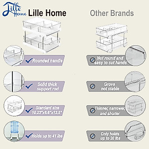 Lille Home 2-Tier Clear Organizer with Sliding Storage Drawers/Baskets, with Handles and Dividers for Kitchen, Under Sink, Bathroom, and Office, BPA Free