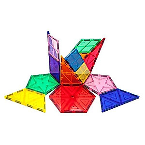 PicassoTiles Magnetic Building Block Set Geometry Shape Magnet Tiles Construction Toy STEM Learning Kit Educational Playset Playboard Pretend Play Stacking Blocks Child Brain Development PT16