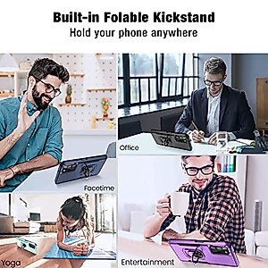 Bonkier Samsung Galaxy A03S Case, Samsung A03S Case with 2X Tempered Glass Screen Protector,[Military Grade] Shockproof Built-in Magnetic Kickstand Phone Case for Samsung Galaxy A03S (Blue)