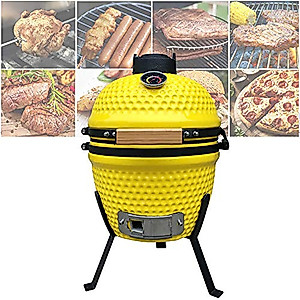 RJMOLU Smoker BBQ Grill for Charcoal and Kettle Barbecues, Outdoor Kitchen Style Egg Ceramic BBQ Grill for Picnic Garden Terrace Camping Travel, Suitable for 3-5 People, 13"