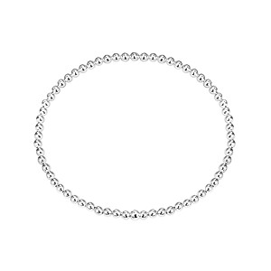 AeraVida Simple Round Beads Sterling Silver Unisex Braceletม 6.25 inches