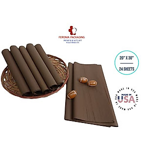 Chocolate Tissue Paper Squares, Bulk 24 Sheets, Premium Gift Wrap and Art Supplies for Birthdays, Holidays, or Presents by Feronia packaging, Large 20 Inch x 30 Inch