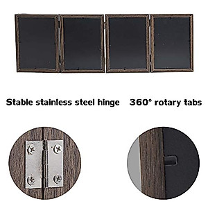 5x7 Hinged Picture Frames Beveled Wood Brown with Real Glass 4 Vertical Opening Family Lover Gift