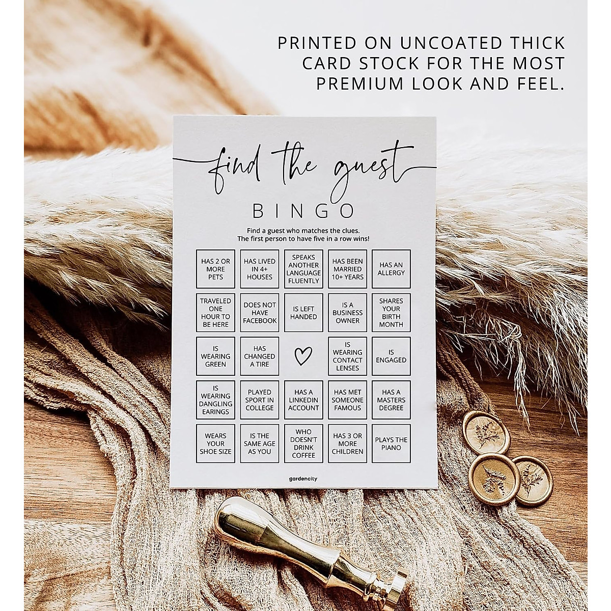 Find The Guest Bingo Game Cards, Baby Shower Bingo Game, Bridal Shower Games, Wedding Bingo, 50 Unique Cards, Minimalist