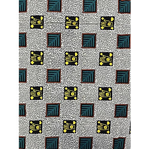 African Guaranteed Wax Block Prints Fabric/African Ankara Wrapper Fabric Wax Fabrics /-Sell by 6 Yards-100% Cotton-for Dresses- White, Yellow, Teal-Green, Black, Orange, Dark-Blue
