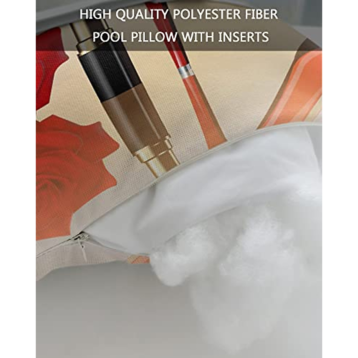 Chaise Lounge Head Resting Pillows Sexy Red Rose High Heels and Lipstick Outdoor Lumbar Pillows Waterproof Patio Furniture Pillow with Insert Adjustable Elastic Stripe for Recliner Beach Chairs