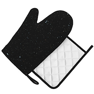 Black Glitter Silicone Oven Mitts Pot Holder Sets 2pcs Cute Design Washable Non Slip Kitchen Heat Resistant Mat Women's Cooking Gloves for Baking and BBQ Wear