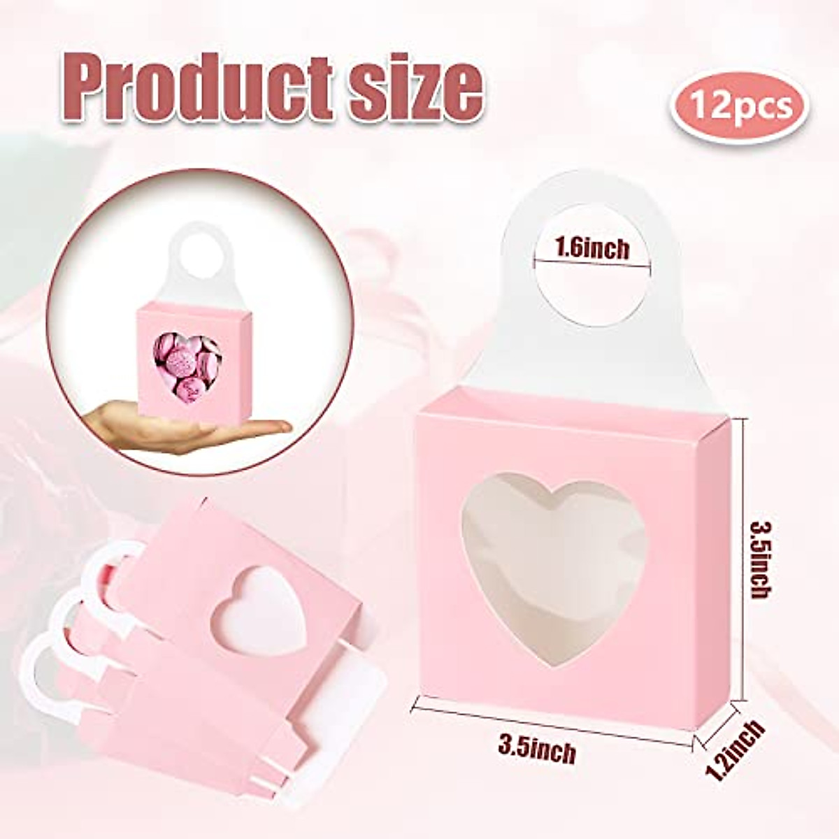 jixsloft 12 Count Pink Paper Wine Bottle Box with Window, Wine Hanging Foldable Gift Boxes Charcuterie Box Wine Boxes for Holding Candy Chocolate, Wedding Birthday Mother's Day Gift Box