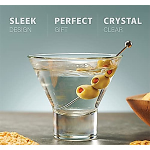 Godinger Martini Glasses, Cocktail Glasses, Italian Made Martini Glass Cocktail Glass Set of 4, 8oz, Made in Italy