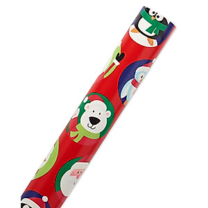 American Greetings 175 sq. ft. Reversible Kids Christmas Wrapping Paper, Santa and Snowflakes (1 Jumbo Roll 30 in. x 70 ft.)