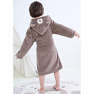 Baby Unisex Plush Animal Hooded Robe for Toddler Multicolored Sleepwear,Bear 3T