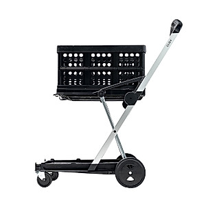 CLAX® Multi use Functional Collapsible carts | Mobile Folding Trolley | Shopping cart with Storage Crate (Black)