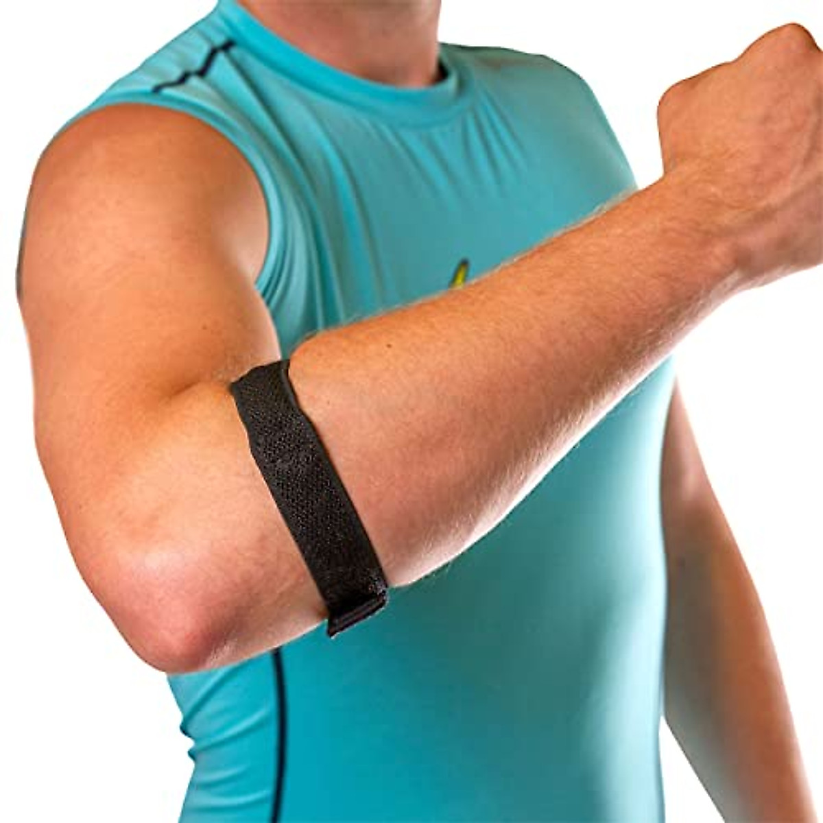 BraceAbility Epicondylitis Brace | Elbow Strap for Medial / Lateral Epicondyle Pain and Tendonitis Arm Compression Support Band for Men or Women (One Size Fits Most)