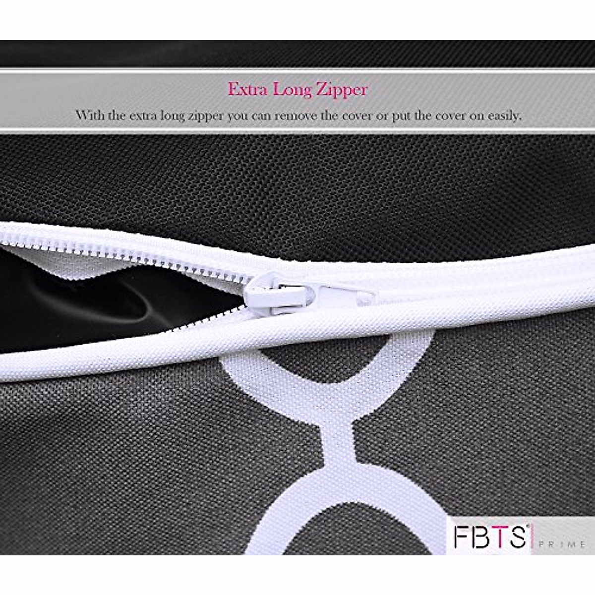 FBTS Prime Inflatable Footstool Ottoman Grey Geometry Round 21x9 Inch Patio Foot Stools and Ottomans Portable Footrest