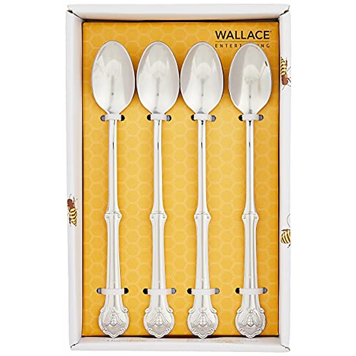 Wallace Napoleon Bee 18/10 Stainless Steel Iced Beverage Spoon, Set of 4, Silver