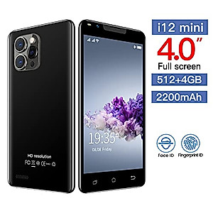 Unlocked Cell Phones, Android 10.0 Smartphones HD Full Screen Phone, Dual SIM Unlocked Cellphones, 512M+4G RAM 4.0 inch Touch Screen Mobile Smart Phone for Father Childrens Birthday Gift (Black)