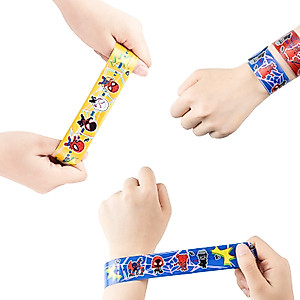 TLTSDWQ 82Pcs Birthday Party Favors,Slap Wristband Set,include 32Pcs Slap Wristband and 50Pcs Stickers,Best for Fill Up the Goodie Bags for Game Themed Birthday Party