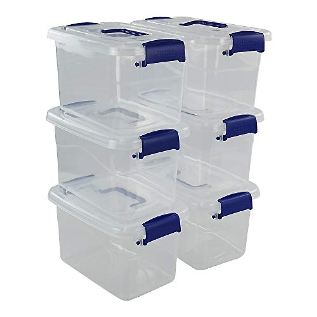 Eagrye 6-Pack 5 Quart Plastic Storage Box with Handle, Clear Storage Bin