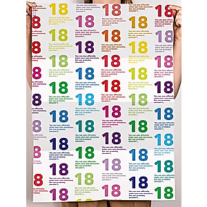 CENTRAL 23 Funny Wrapping Paper - 6 Sheets Gift Wrap With Tags - 18th Birthday Wrapping Paper - Recyclable