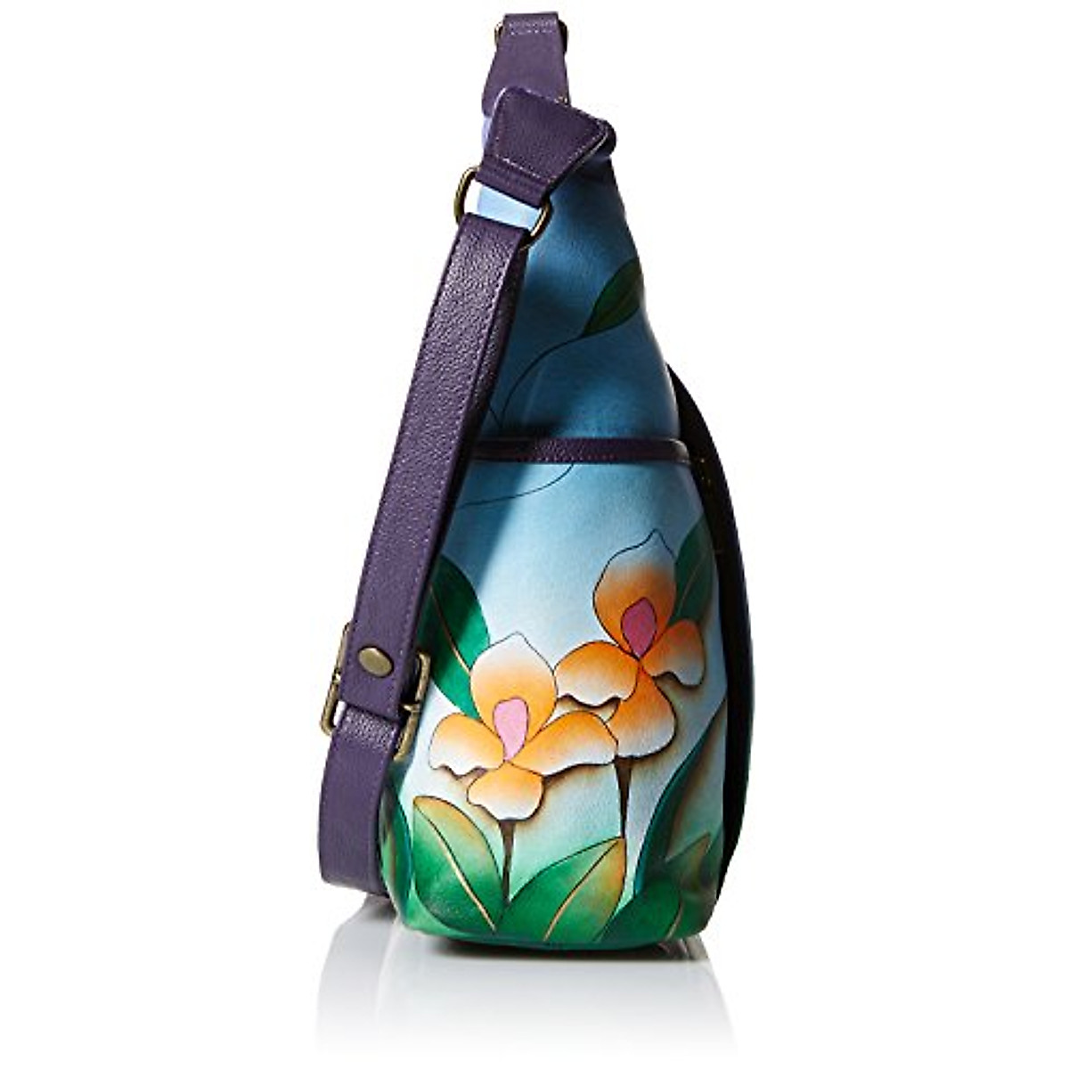 Anna by Anuschka Women’s Leather-Large Shoulder Hobo, Midnight Peacock