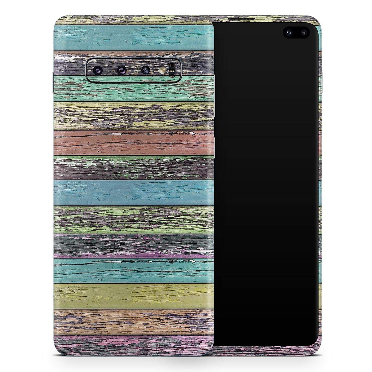 DesignSkinz Chipped Pastel Paint on Wood 2 Protective Vinyl Decal Wrap Skin Cover Compatible with The Samsung Galaxy S20 (Screen Trim & Back Glass Skin)